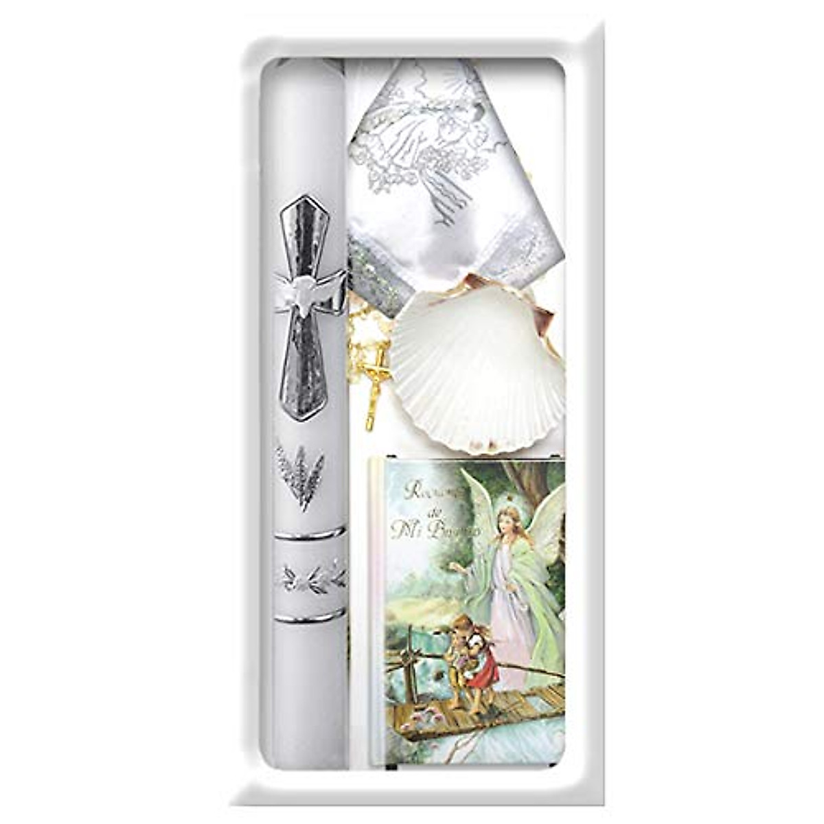 Lito Baptism Candle Set Kit for Christenings with Shell and Favors - Spanish (Green)