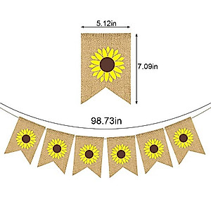 Rainlemon Jute Burlap Sunflower Banner Baby Shower, Birthday Party, Wedding, Graduation Party Decoration