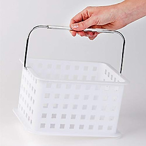 iDesign Spa Plastic Storage Shower Basket with Handle for Bathroom, Health, Cosmetics, Hair Supplies and Beauty Products, Small, White
