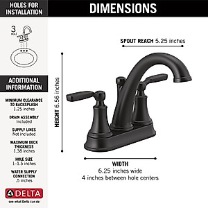 Delta Faucet 2532LF-BLTP Woodhurst Bath Faucet, Matte Black