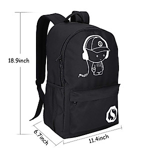 Kriture School Backpack, Unisex Lightweight Water-resistant Daypack Schoolbag Bookbag for Boys Girls Teens, Black