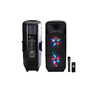 Mr. Dj AFTER PARTY Dual 15" 5000 Watt Max Power Speaker with Built-in Bluetooth & Battery LCD/MP3/USB/SD Slot
