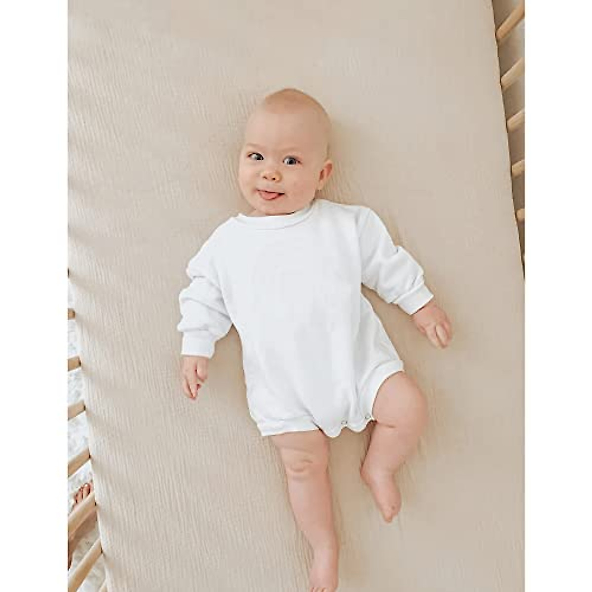 Konssy Muslin Fitted Crib Sheets 100% Cotton Baby Crib Sheets for Standard Crib Mattress (28 X 52 Inches), Soft and Breathable for Boys Girls (Clay)