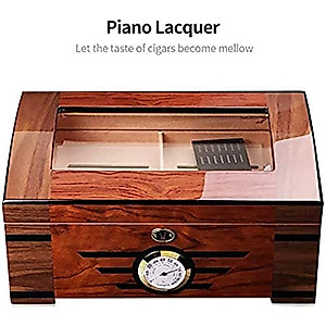 GagalU Cigar Humidor Box with Hygrometer and Humidifier, Crude Wood Desktop Cigar Cases Decorative Box