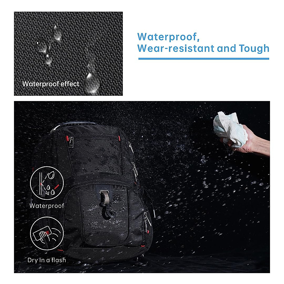 SWICKY Travel Laptop Backpack 15.6 inch Large 40L Computer Bookbag Durable and Wear-Resistant College Backpacks, Business Work Waterproof Backpack With Pockets & USB Port, Gifts for Men/Women Black.