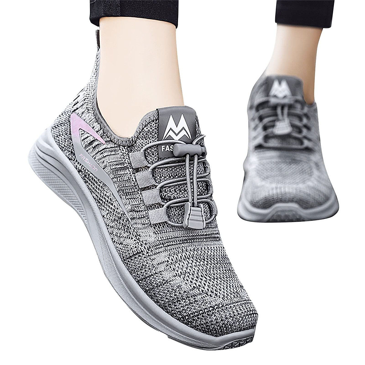 Womens Running Shoes Lace-Up Platform, Leather Running Shoes for Men Closed Toe Canvas Wide Width Smeakers Support Casual Shoes Unisex Fashion Outdoor Running Shoe D-Grey