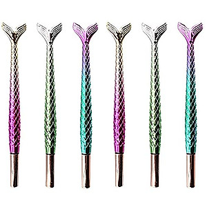 LuFOX 6Pcs Mermaid Tail Gel Pens for Child, Women, Coworkers, Hostess and Girlfriend, Great Party Supplies and School Supplies, Black Ink (0.5mm)
