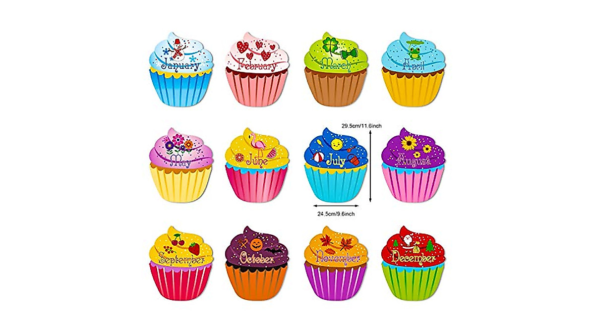 Birthday Cupcakes Classroom Decor - Reusable Bulletin Board Cutouts