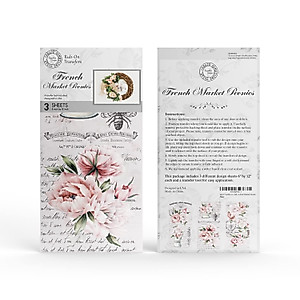 Rub on Transfers for Crafts and Furniture | 3 Design Sheets 6”x 12” | Home Decor Transfers | Furniture and Craft Decals | by Thymeless Designs (French Market Peonies)