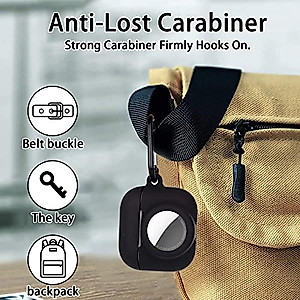 2 in 1 Protective Case Combo Set Compatible for Apple AirPods 3(2021) AirTag, GPS Tracker Holder with 2 PCS TPU Screen Protector&Keychain, Soft Silicone Anti-Lost Anti-Scratch Skin Cover(Black)