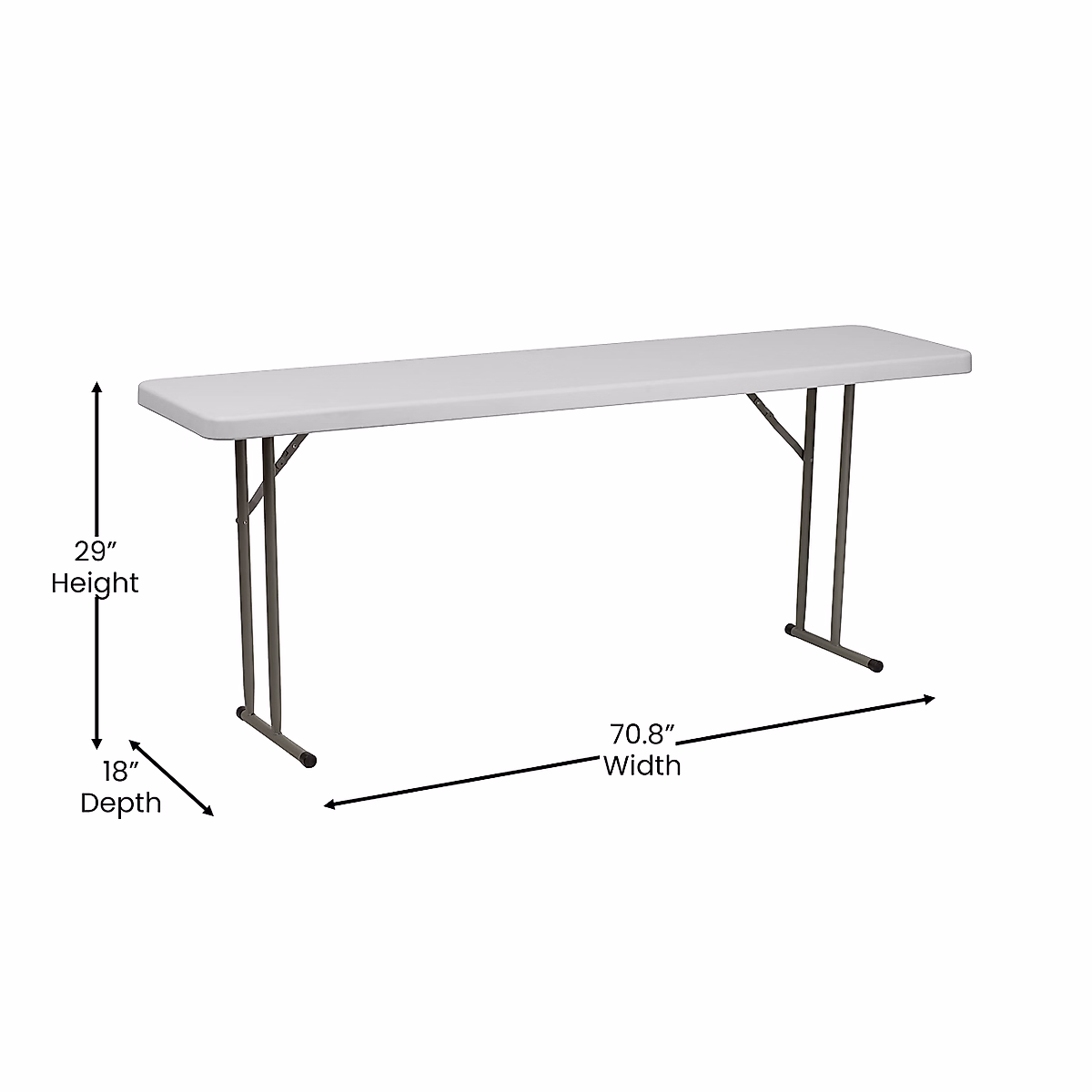 BizChair 6-Foot Rectangle Granite White Plastic Folding Training/Seminar Table