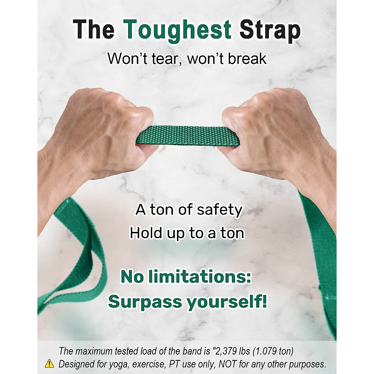Tumaz Stretching Strap - 10 Loops & Non-Elastic Yoga Strap [Budget Version]- The Perfect Home Workout Stretch Strap for Physical Therapy, Yoga, Pilates, Flexibility - [Included E-book, Extra Durable]