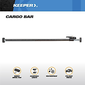 Keeper - Ratcheting Cargo Bar - Black/Silver, Adjustable From 40"-70"