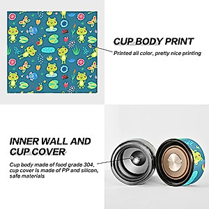 CaTaKu Small Water Bottle 12 oz, Cute Animal Frog Insulated Water Bottle for Water Coffee Tea Stainless Steel Flask Thermos Bottle Reusable Wide Mouth Vacuum Travel Mug