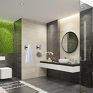 Polished Chrome Towel Coat Hooks SUS304 Stainless Steel Bathroom Clothes Garage Hotel Cabinet Closet Sponges Robe Hook Wall Mounted Round Kitchen Heavy Duty Bath Door Hanger 2 Pack