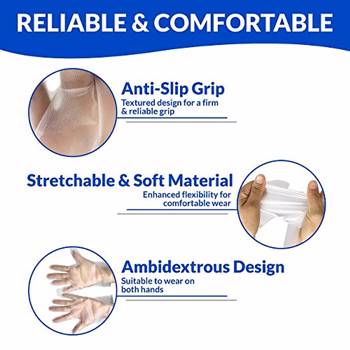 Reli. Disposable Gloves, Medium (1000 Pack Bulk) (S/M/L/XL Available), Hybrid Plastic Gloves Disposable - Latex Free/Powder Free, Clear Disposable Gloves for Hand Protection/Food Handling (Med)