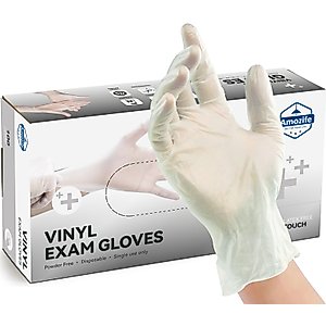 Amozife Clear Vinyl Exam Gloves, 4 Mil Powder & Latex Free Non-Sterile Disposable Gloves for Medical, Cooking, Cleaning, Food Prep, X-Large