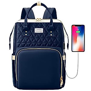 VSNOON Travel Laptop Backpack, 17.3 Inch Business Backpack with USB Charging Port, Water Resistant College School Computer Bag for Women & Men Gift, Work Bag Bookbag Casual Daypack，Blue