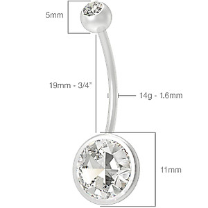 Evonix 16g Pregnancy Belly Button Rings Bioflex Bioplast Plastic PTFE Long Navel Piercing Jewelry crystal