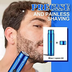 Mini Portable Electric Shaver, Pocket Size Washable Electric Razor, USB Fast Charging, Mini Electric Shaver for Men (Blue)