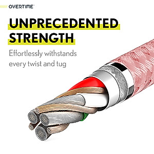 overtime iPhone Charger Set, Apple MFi Certified Lightning Cable with Dual USB Wall Adapter 2.4 AMP Compatible w/iPhone 11 Pro Max XS XR X 8 7 6S 6 Plus SE AirPods iPad (Rose Gold/Rose Gold, 10ft)