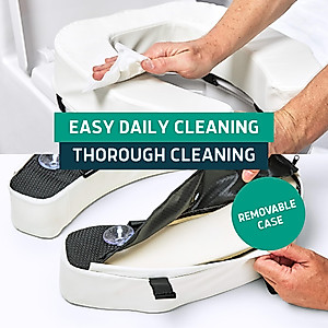 Lunderg Toilet Seat Riser for Seniors - Adds 3 inches. Universal Fit - Firm Raised Toilet Seat Cushion with High-Density Foam for Enhanced Comfort & Elevation. Post-Surgery Must Have (White)