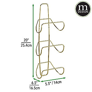 mDesign Metal Wall Mount 3 Level Bathroom Towel Rack Holder & Organizer - for Storage of Washcloths, Hand Towels - Use in Guest, Master, Kid's Bathrooms - Soft Brass