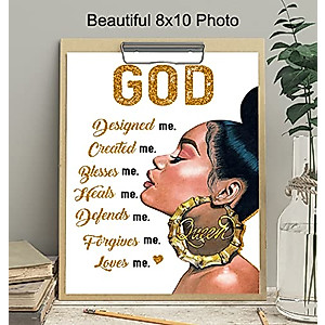 African American Art - Black Art - spiritual Religious Wall Decor - Black women - Inspiration Christian Gifts for Women, African Americans Black Girl - Christian Wall Decor- Faith God Wall Art & Decor