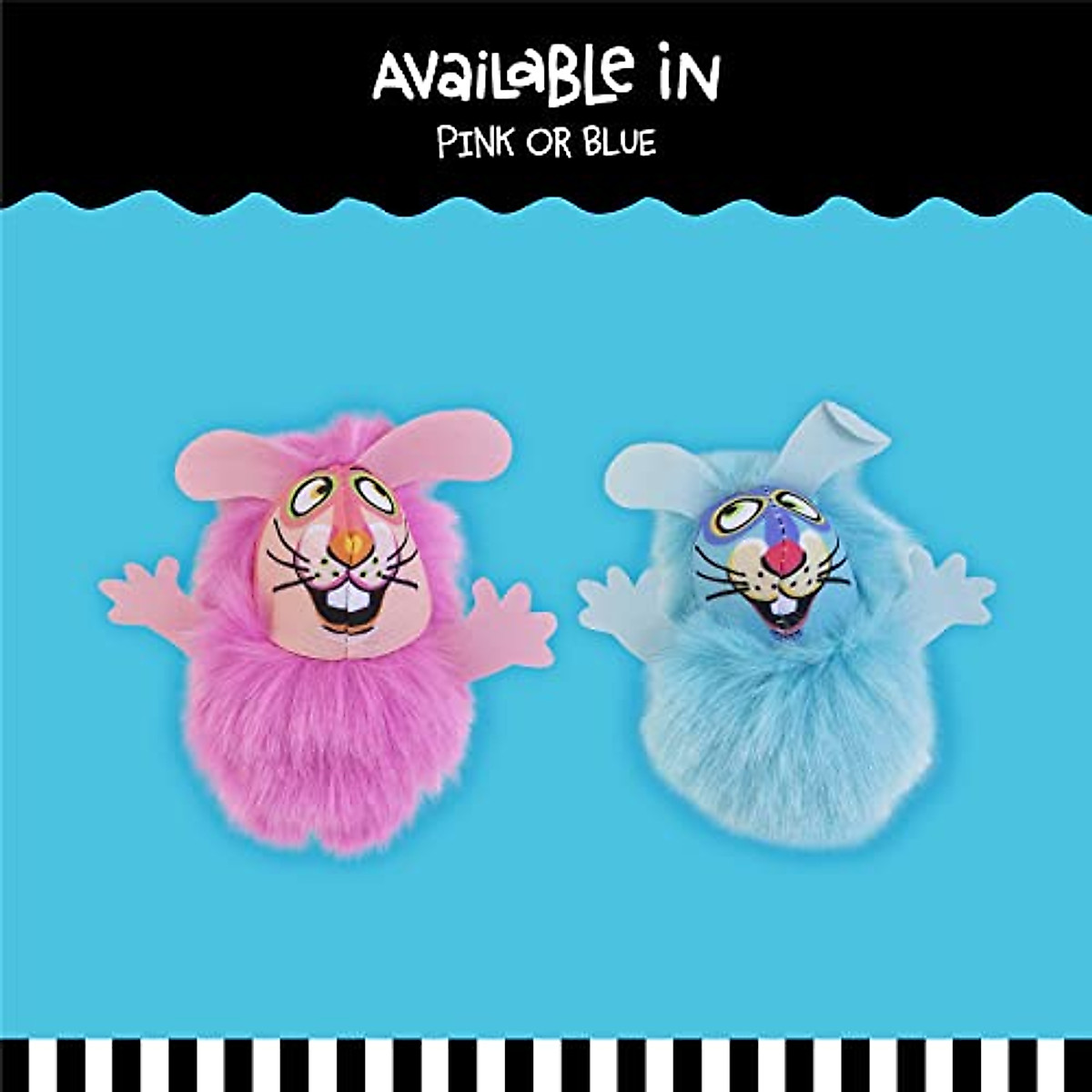 FAT CAT Fluff Bunnies Cat Toys - Catnip Kicker Toy, Blue/ Pink