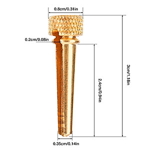 Tbest 6Pcs Guitar Bridge Pins,Brass Bridge Pins for Acoustic Guitar Bridge Pins- Endpin Inlaid Abalone Dot Acoustic Guitar Replacement Parts(Rose Gold)