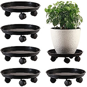 5 Packs Large Plant Caddy with Wheels 15" Rolling Plant Stands Heavy-duty Plastic Plant Roller Base Pot Movers Plant Saucer on Wheels Indoor Outdoor Plant Dolly with Casters Planter Tray Coaster Black