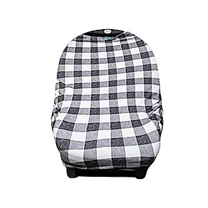 Car seat Cover Black and White Checkered, Multi-use: Covers for Babies, Breastfeeding Cover, Canopy Cover, Baby Stroller Covers
