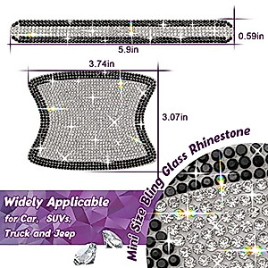 8PCS Car Door Handle Bling Rhinestones Stickers Universal Auto Door Handle Scratch Cover Guard Protective Film Pad with Safety Reflective Strips (Black & Sliver Set)