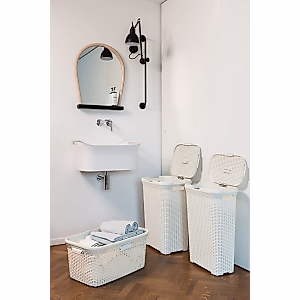 Curver Style 60 Litre Laundry Hamper, Vintage White