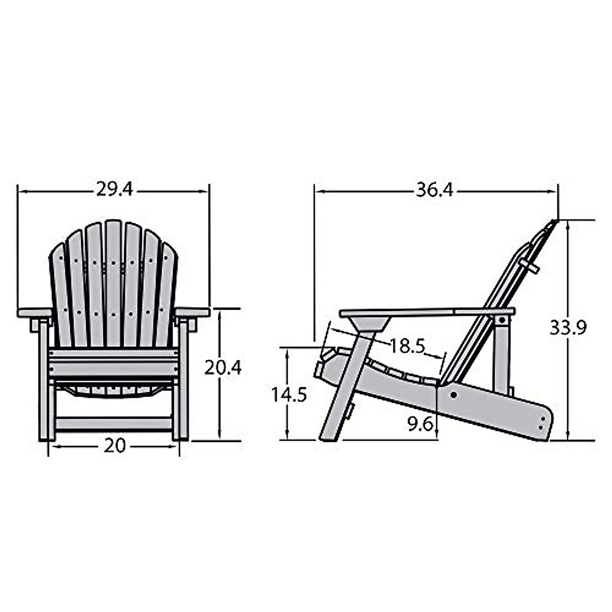 Highwood AD-CHL1-BKE Hamilton Made in the USA Adirondack Chair, Adult Size, Black