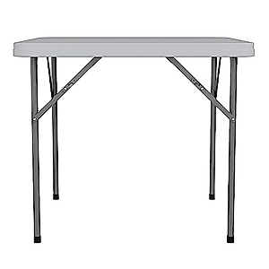 Flash Furniture Elon 2.85-Foot Square Granite White Plastic Folding Table | Waterproof | Impact and Stain Resistant