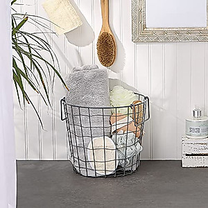 DII Metal Wire Mesh Stackable Utility Storage Bin, Small Round, 12x12x10, Cool Gray