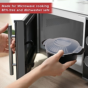 Professional Small Micro Cookware 1 Quart, Microwave Steamer for Vegetables, Microwave Cooker - BPA Free, Dishwasher Safe