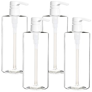 Youngever 4 Pack Pump Bottles for Shampoo 24 Ounce, Empty Shampoo Pump Bottles, Plastic Cylinder with Lockdown-Leak Proof-Pumps