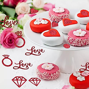 Honbay 100PCS Red Love Heart Fing Ring Table Confetti Party Decorations for Wedding Engagement Anniversary Bachelorette Bridal Shower Birthday Party