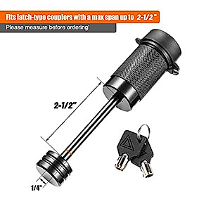 CZC AUTO Trailer Tongue Coupler Lock, Dia 1/4 Inch, 2-1/2 Inch Span Fits Latch-Type Coupler for Towing Boat Truck RV Car Trailer