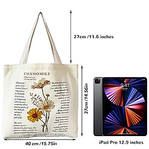 Keanoo Canvas Tote Bag, Aesthetic Tote Bag for Women School Shoulder Bag with Zipper Gift Bag for Teacher's Day