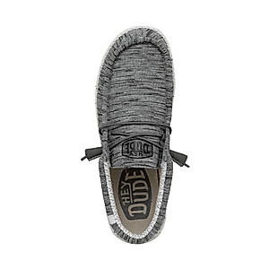 Hey Dude Men's Wally Stretch Stone White Size 10| Men's Loafers | Men's Slip On Shoes | Comfortable & Light-Weight