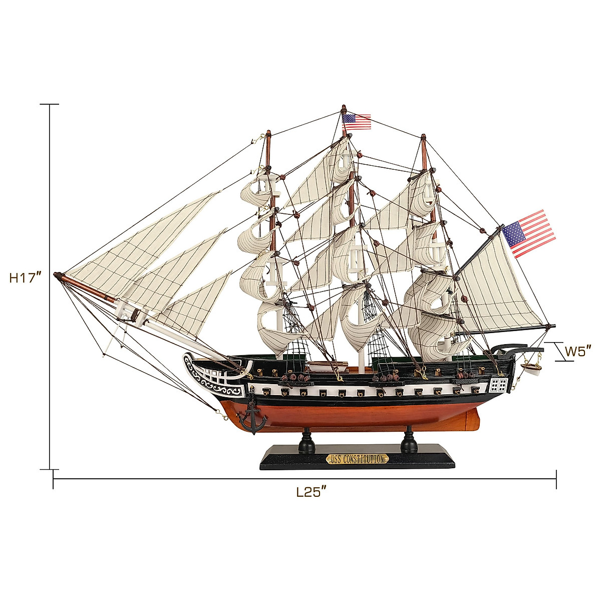 SAILINGSTORY Wooden Model Ship USS Constitution 1/150 Scale Replica Frigate Sailing Warship Model Sailboat Decor