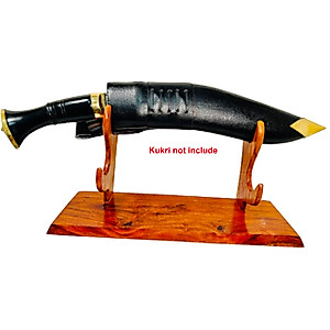 Gurkha Kukri Display Wooden Stand- Two Tier Handmade Wooden Kukri Knife Stand Fit for Size 14-17 Inch Long Kukri included Handel and Blade Real Nepaloden Sword Kukri Knife Display Wooden Stand