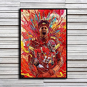 SANTA RONA Football Sports Poster Canvas Prints Wall Art Decor Living Room Artwork Posters Bedroom Modern Wall Art Pictures (W16inxL24in,Patrick Mahomes)