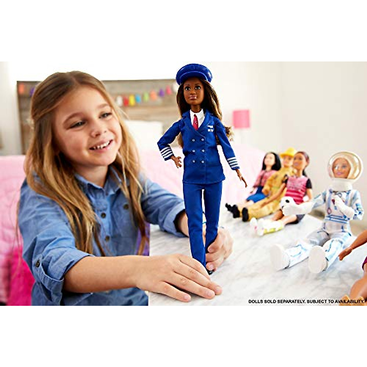 Barbie Pilot Doll Wearing Uniform and Hat, Brunette Petite Doll for 3 to 7 Year Olds