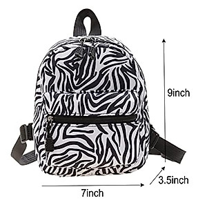 ZEHO Mini Backpack for Teens Small Cute Backpack for Women Girls Lightweight Fashion Small Canvas Daypack, Zebra Print