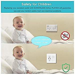 4 Pack Screwless Decorator Wall Plate for Electric Outlets, GFCI, Dimmers, Switches, 2-Gang Unbreakable Child Safe Cover Plate, White