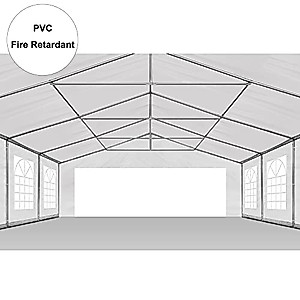 AMERICAN PHOENIX Party Tent PVC 20x20 ft Heavy Duty Canopy Shelter for Wedding Event White with Fire Retardant (20x20 FT, White-PVC)